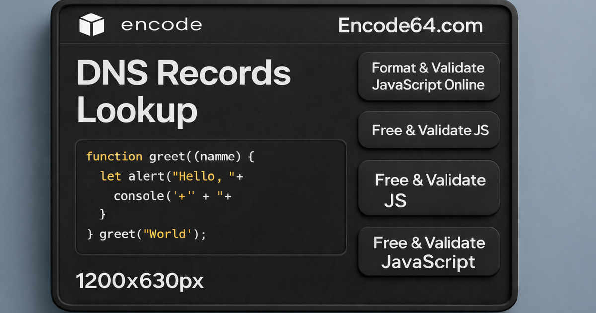 DNS Records Lookup — query A, AAAA, CNAME, MX, TXT, NS & SOA | Encode64